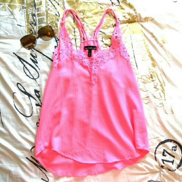 Tops | Hot Pink Lace Cami | Poshmark
